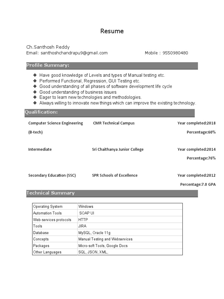 Santhosh Resume | PDF
