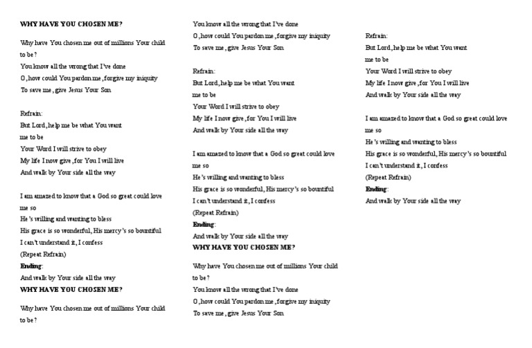 Why Have You Chosen Me | PDF | Mercy | Theology