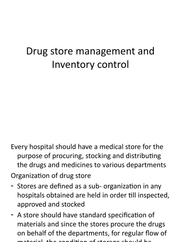 Drug Store Management & Inventory Control | PDF | Inventory | Pharmacy