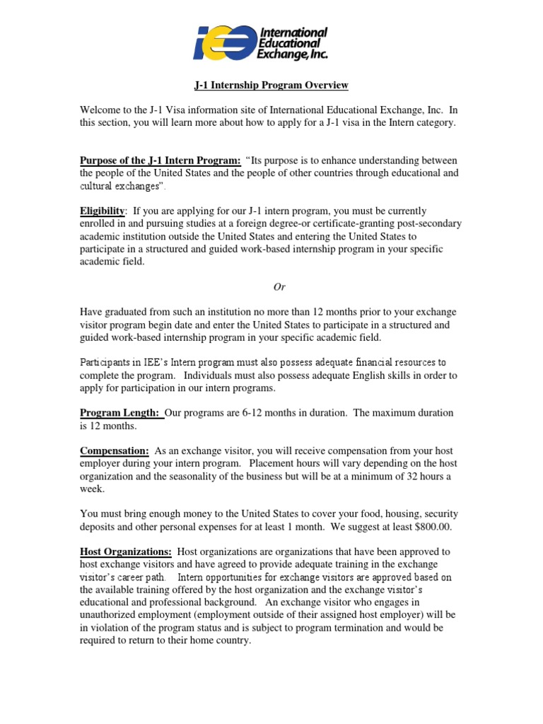 J-1 Internship Visa Application Guide | PDF | Travel Visa | Government