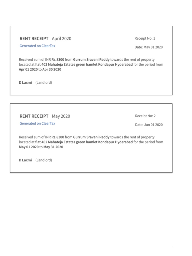 Rent Receipt Generator Online - House Rent Receipt | PDF | Renting ...