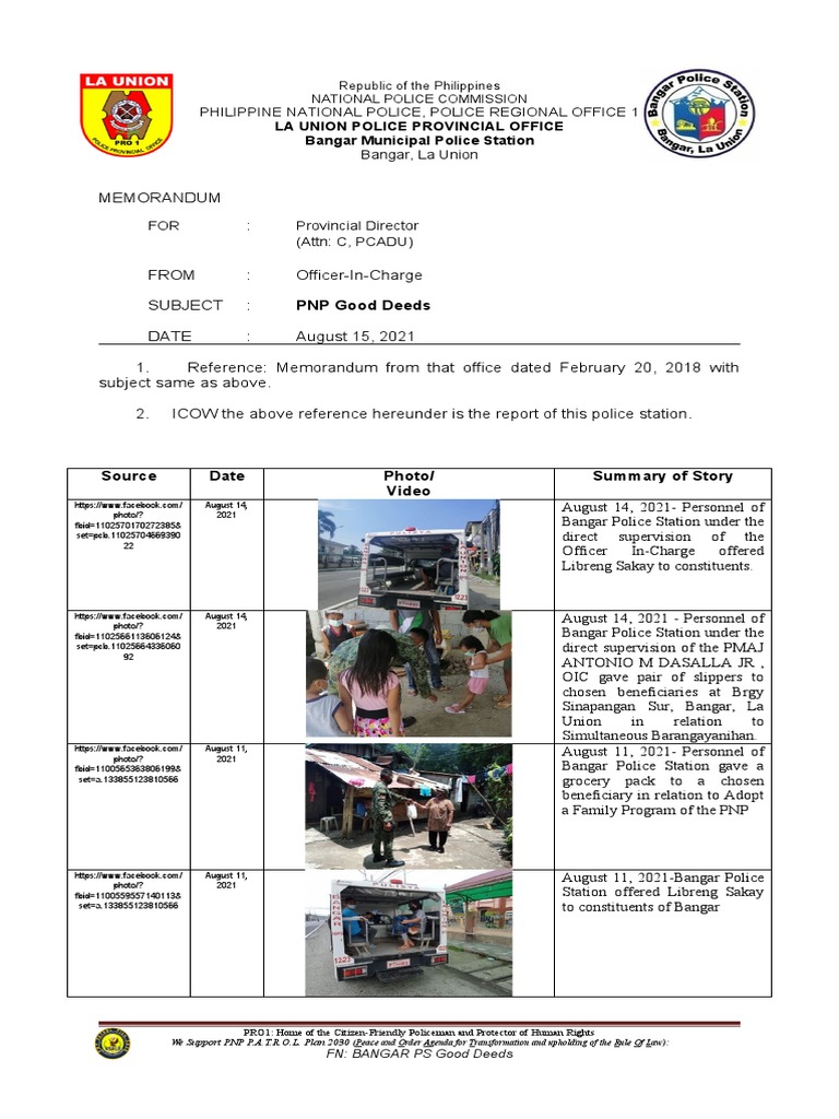 PNP Good Deeds: Philippine National Police, Police Regional Office 1 ...