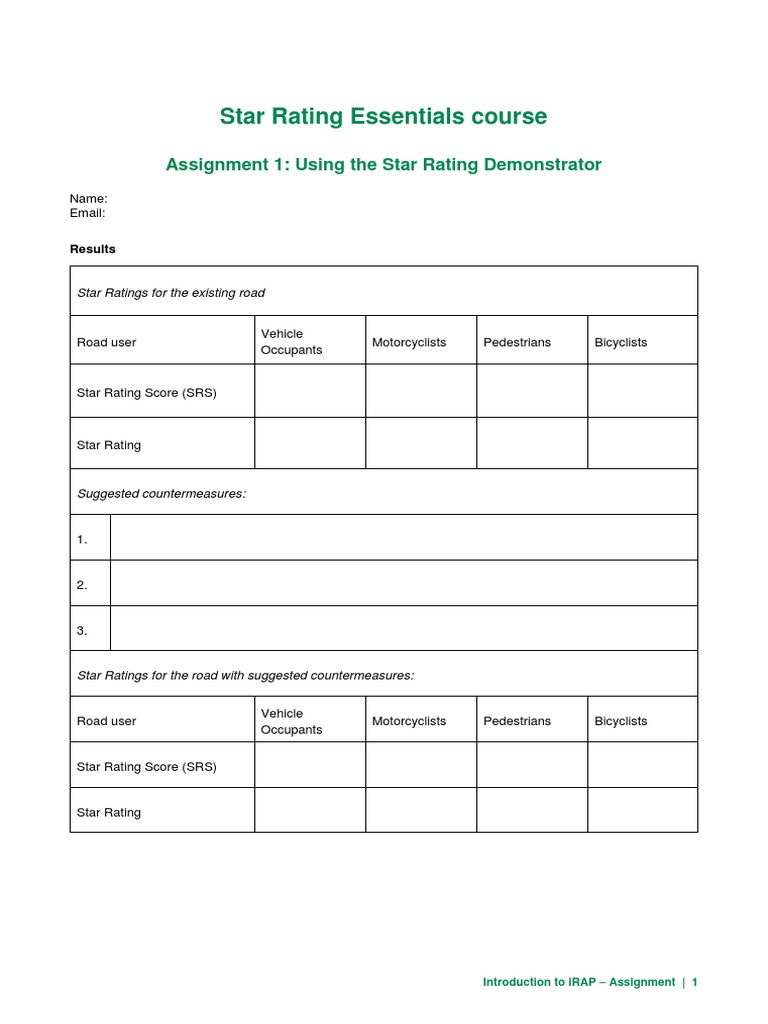 Assignment 1 Form - Using The Star Rating Demonstrator | PDF