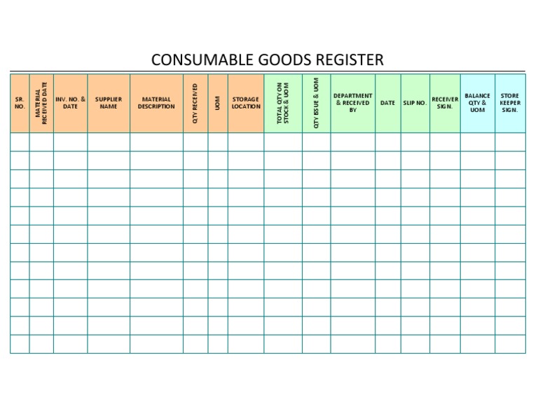 Consumable Goods Stock Register Format | PDF
