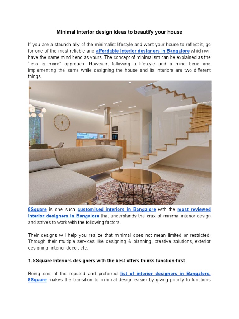 Minimalist Interiors for Bangalore Homes | PDF | Design | Minimalism