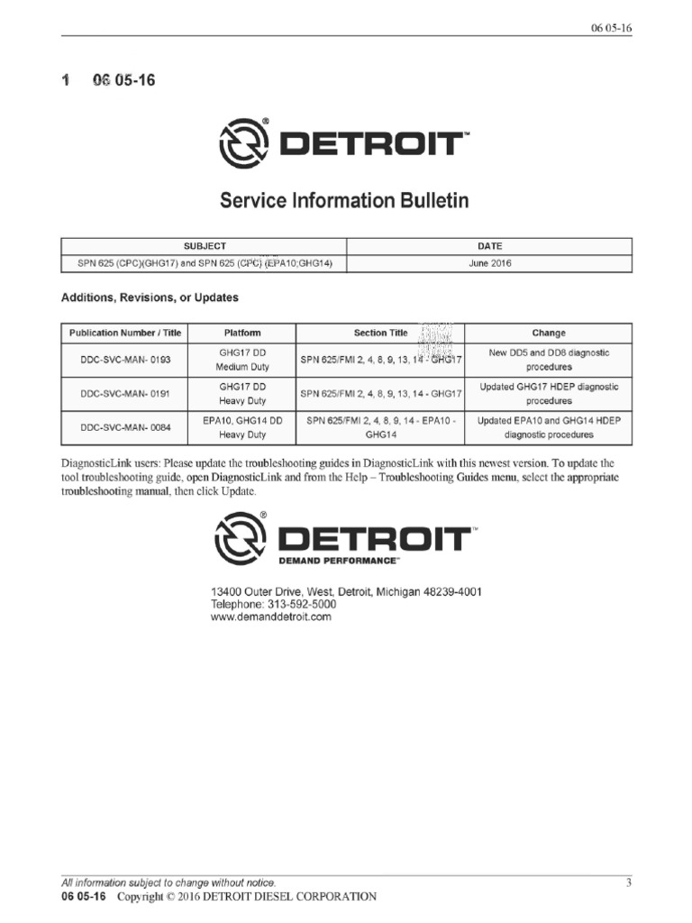 @detroit.: Service Information Bulletin | Download Free PDF ...