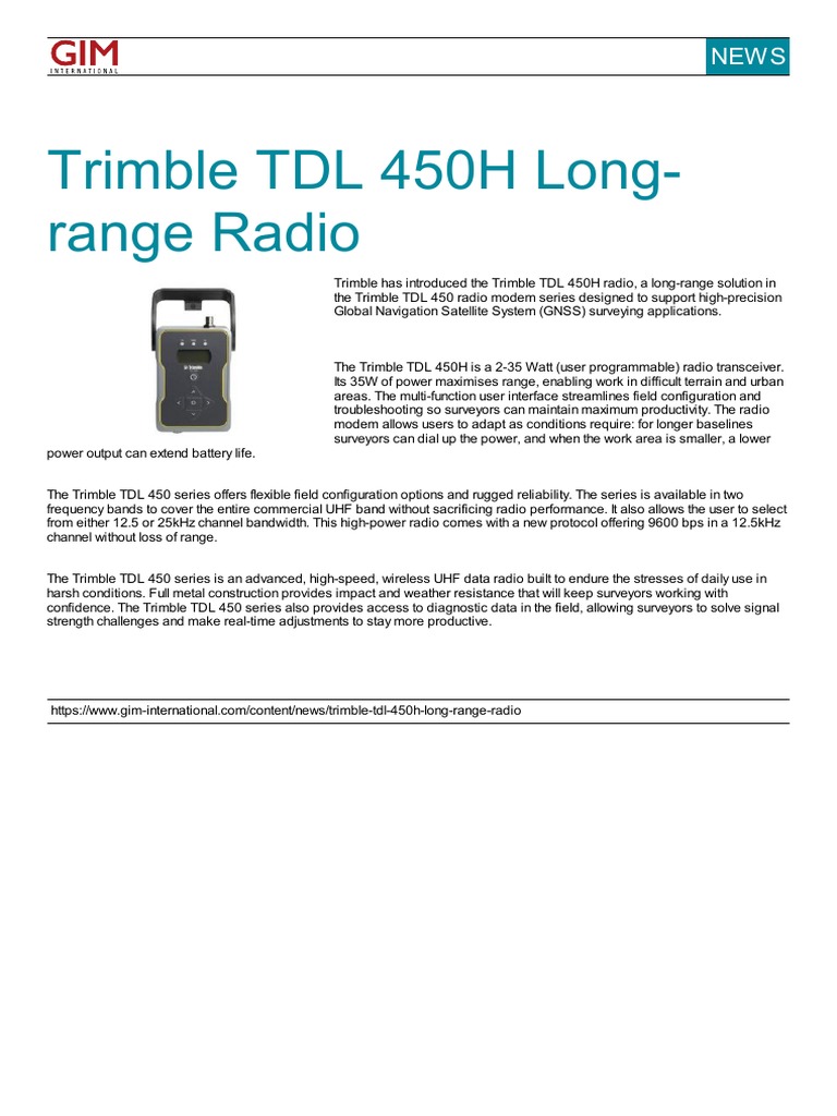 Trimble TDL450H Preview | PDF | Computers