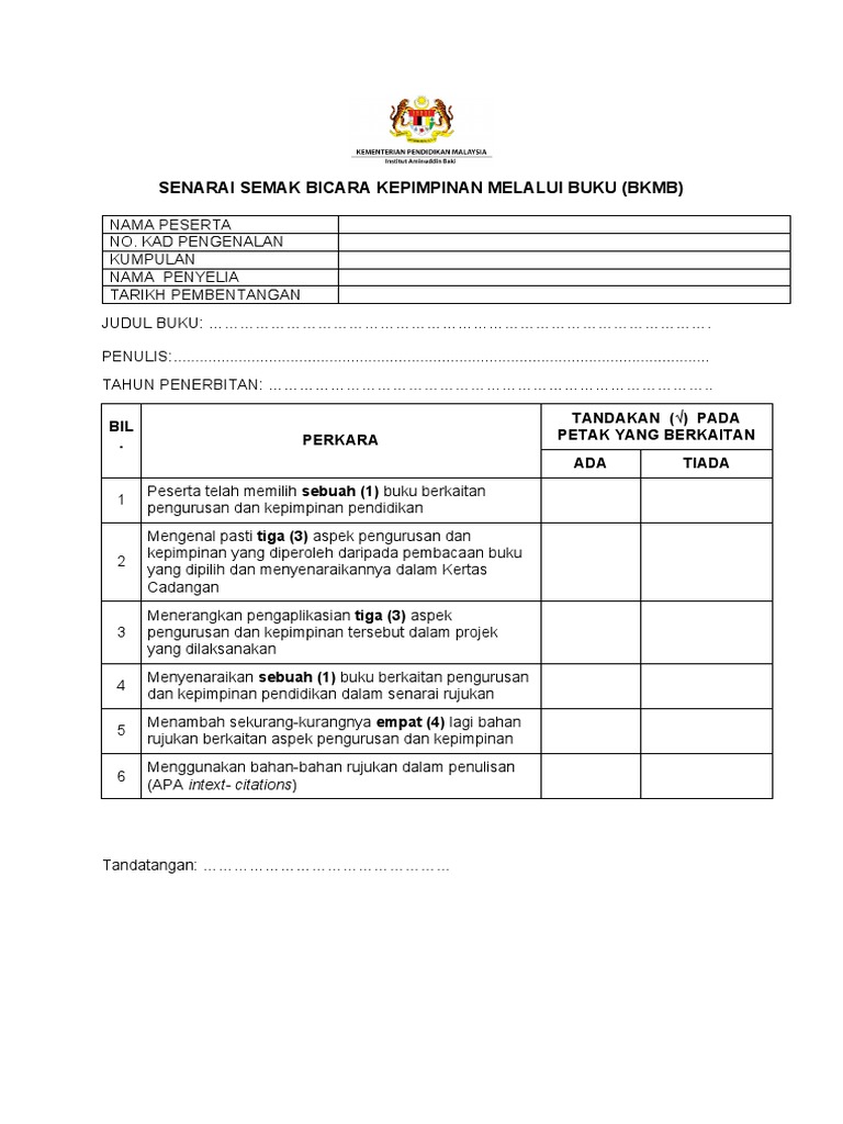 Senarai Semak BKMB | PDF