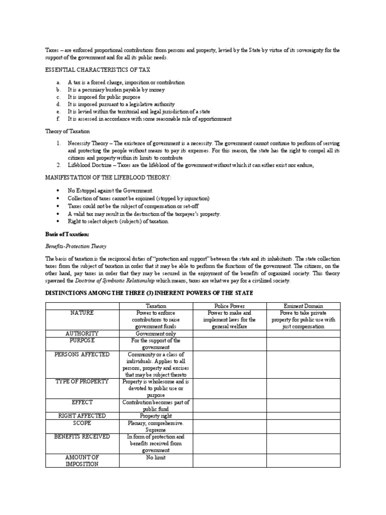 Basis of Taxation:: Benefits-Protection Theory | PDF | Taxes | Property