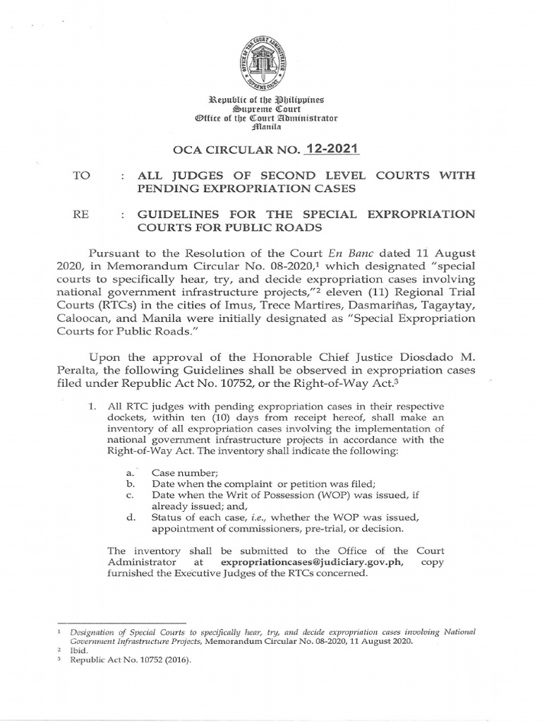 OCA Circular No. 12 2021 | PDF