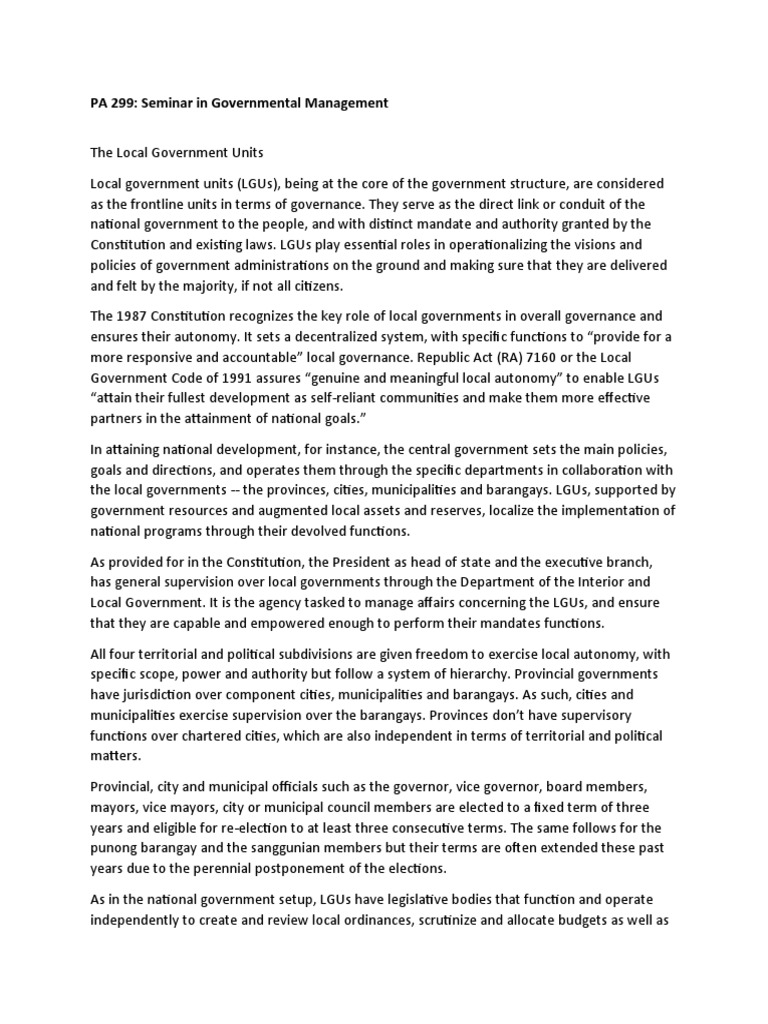 The Local Government Units of The Philippines | PDF | Local Government ...