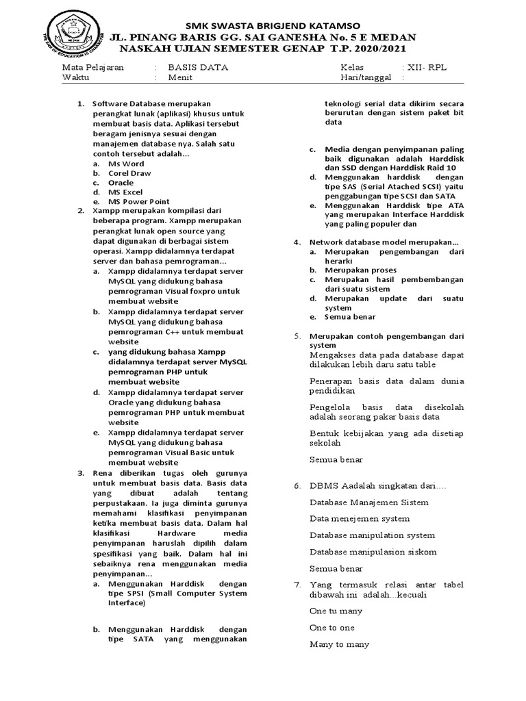 Soal Semester Database | PDF