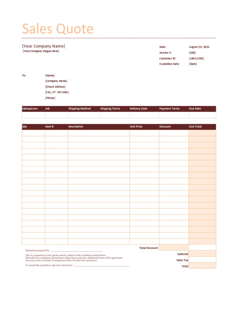 Sales Quote Template 2021 | PDF