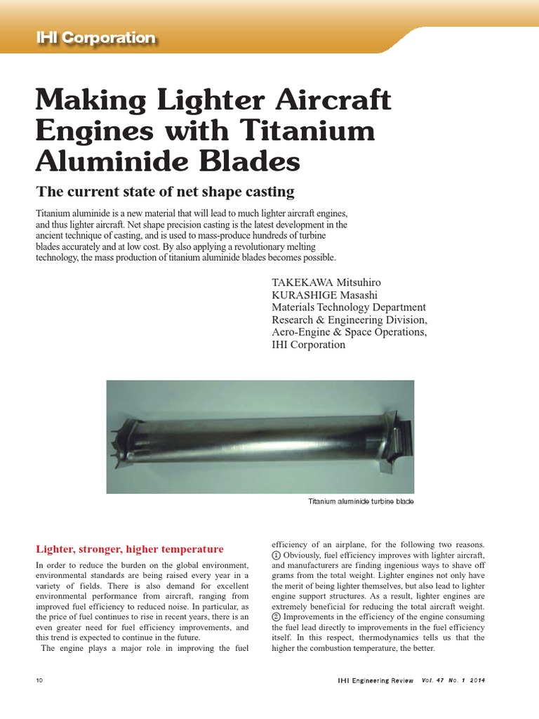 Making Lighter Aircraft Engines With Titanium Aluminide Blades | PDF ...