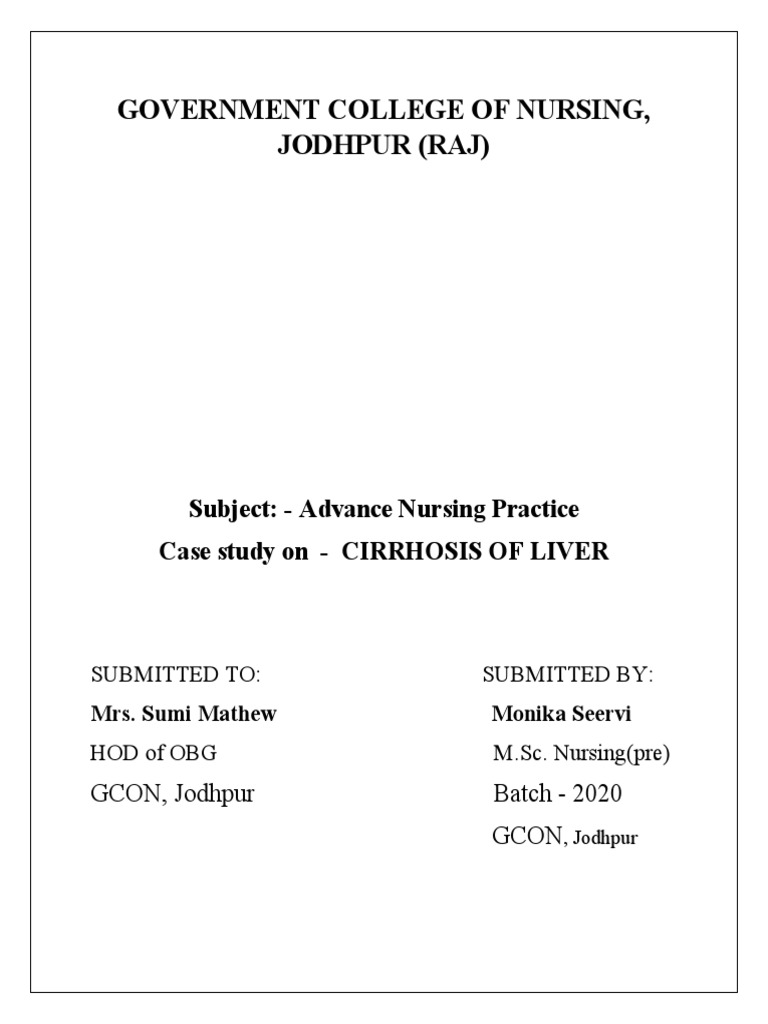 Case Study Cirrhosis of Liver | PDF | Liver | Medical Specialties