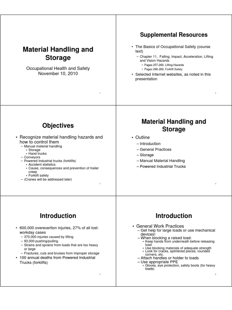 Objectives Material Handling and Material Handling and Storage | PDF ...