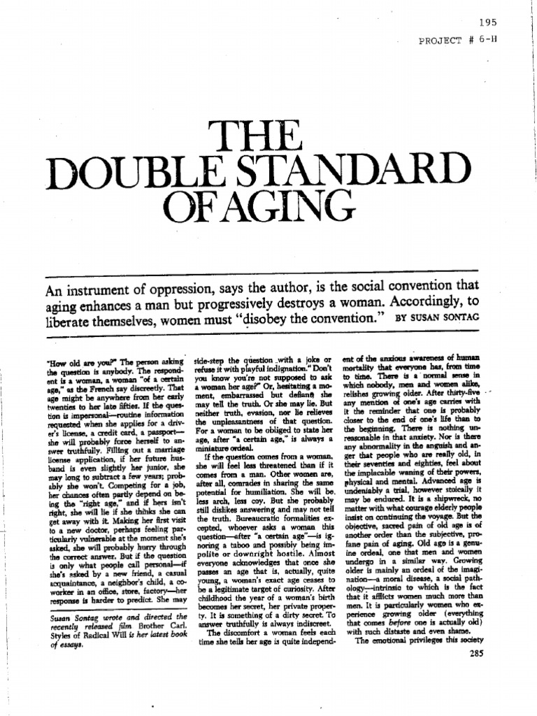 Susan Sontag The Double Standard of Aging | PDF