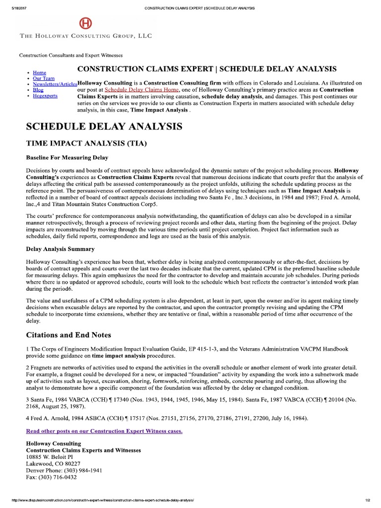 Construction Claims Expert - Schedule Delay Analysis | PDF
