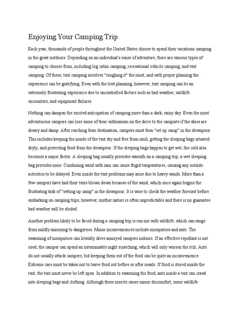 Enjoying Your Camping Trip | PDF | Camping | Tent