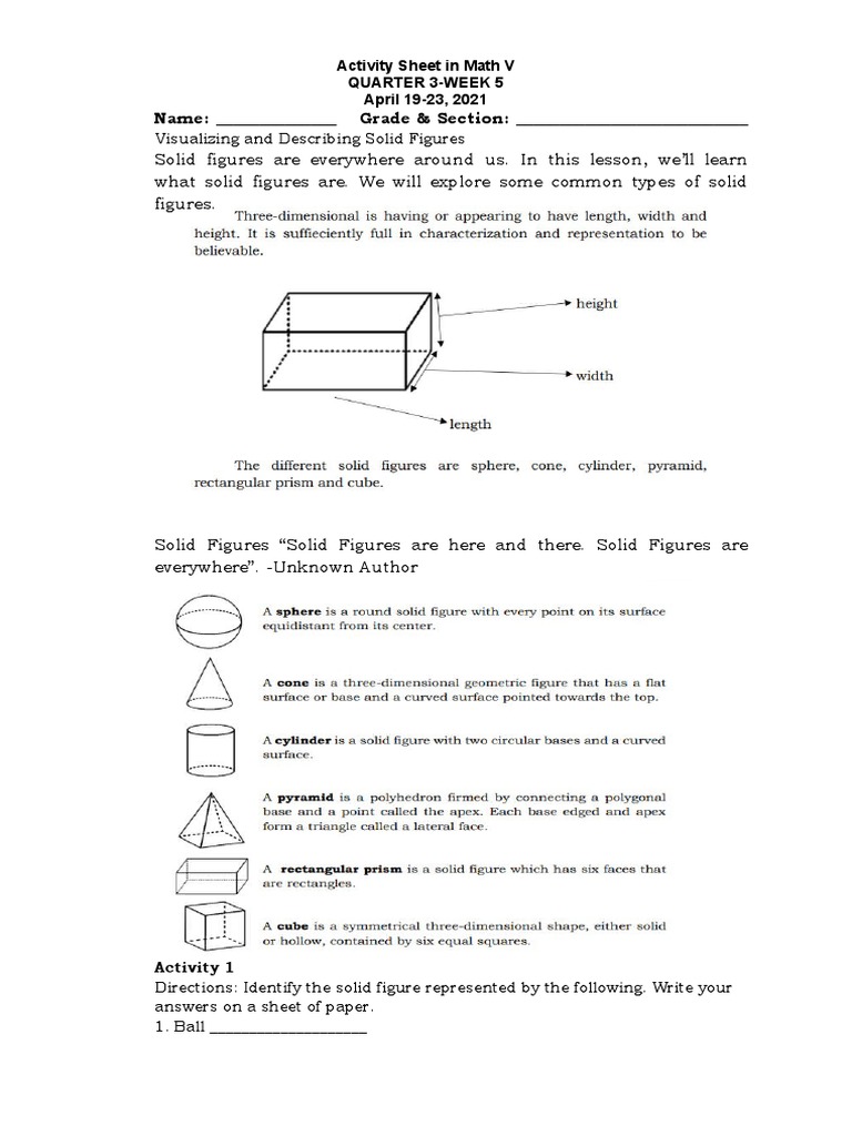 Identifying Solid Figures in Math | PDF