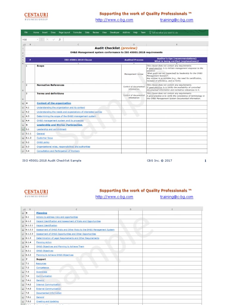 Supporting The Work of Quality Professionals ™: ISO 45001:2018 Audit ...