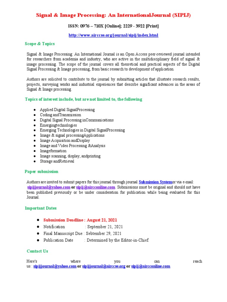 Signal & Image Processing Journal | PDF | Art