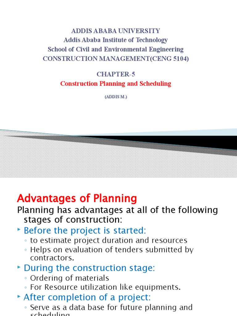 CM Chapter 5 - Construction Planning and Scheduling | PDF | Computing ...
