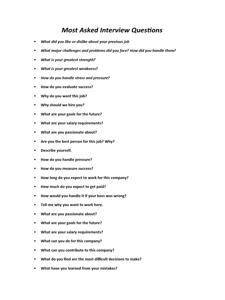 Most Asked Interview Questions | PDF