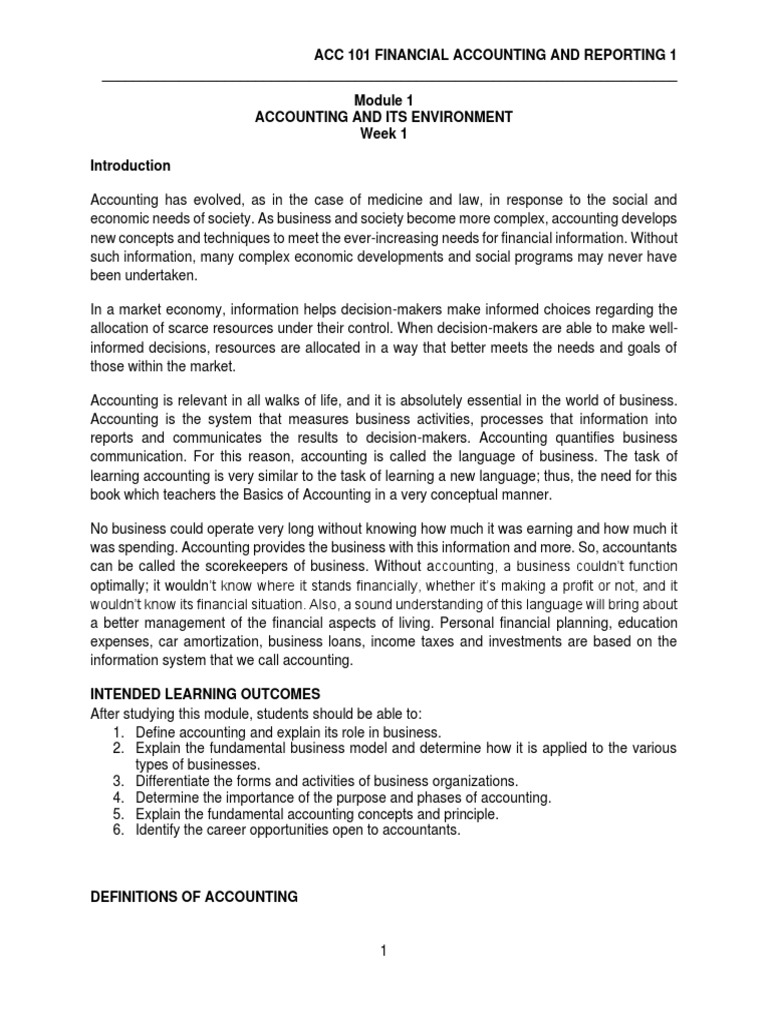 ACC 101 Financial Accounting and Reporting | PDF | Accounting | Business