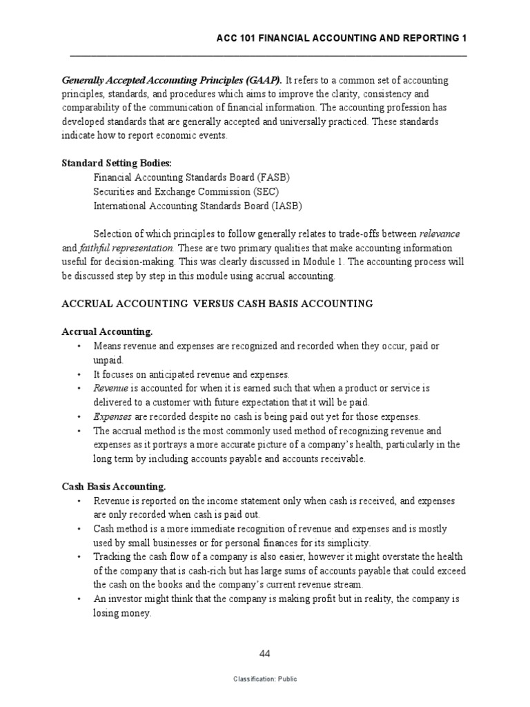 Acc 101 Financial Accounting and Reporting 1 | PDF | Debits And Credits ...