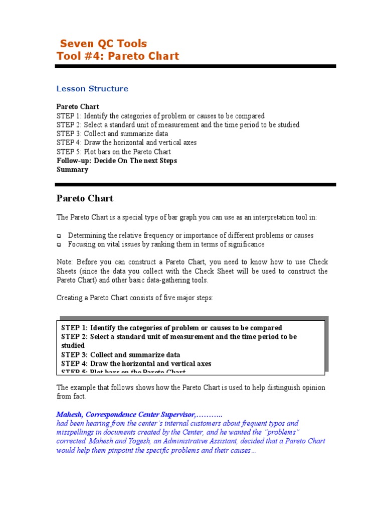 Seven QC Tools Tool #4: Pareto Chart | PDF | Cartesian Coordinate ...