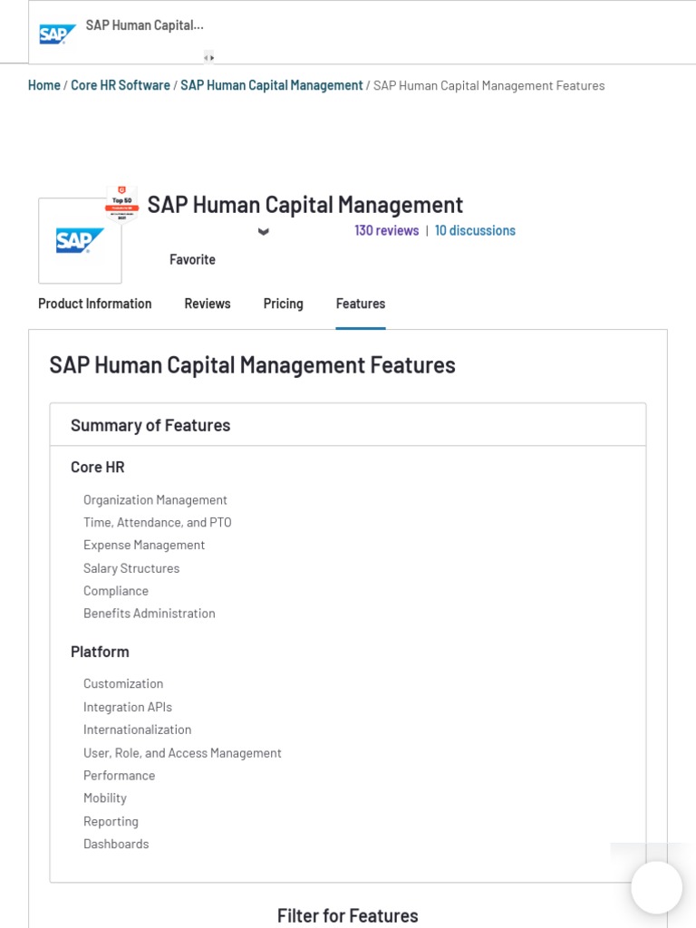 SAP Human Capital Management Features - G2 | PDF | Human Resource ...