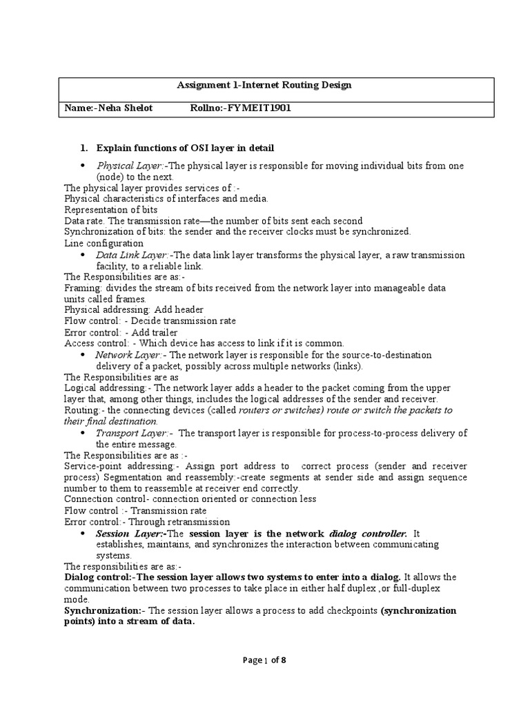 Assignment 1 | PDF | Routing | Computer Network