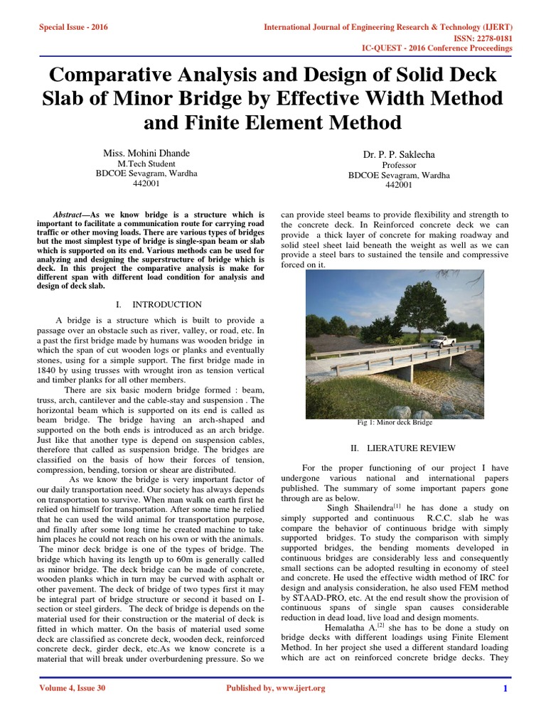 Comparative Analysis and Design of Solid Deck Slab of Minor Bridge by ...