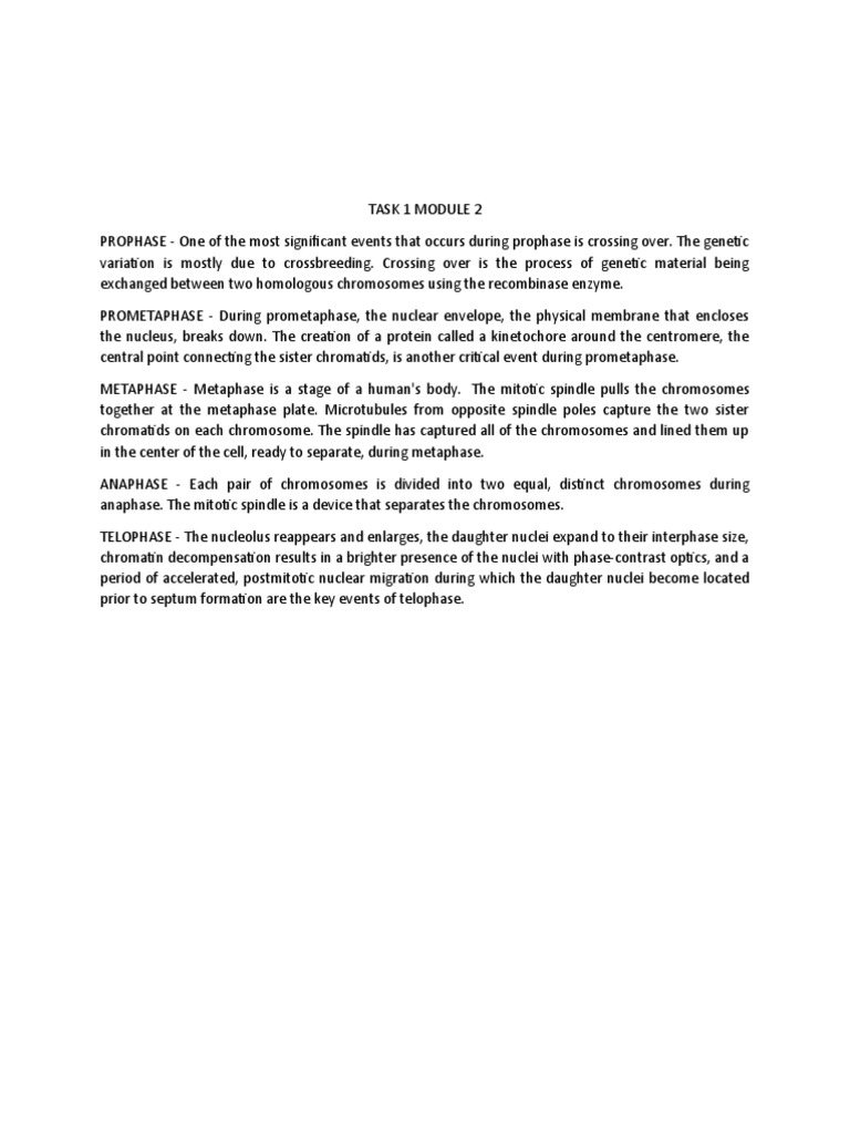 Module 2 Task 1, 2 and 3 | PDF | Meiosis | Mitosis