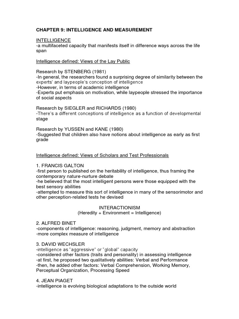 PSY 307 - Chapter 9-14 | PDF | Wechsler Adult Intelligence Scale | Intelligence Quotient