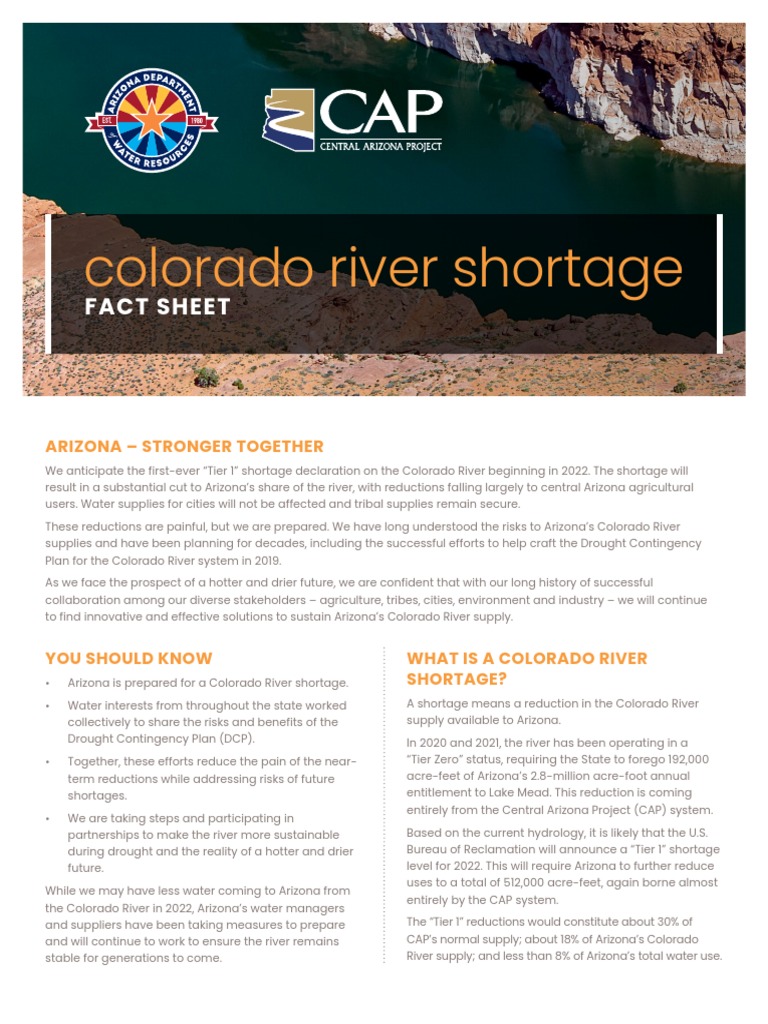 Colorado River Shortage Fact Sheet | PDF | Colorado River | Drought