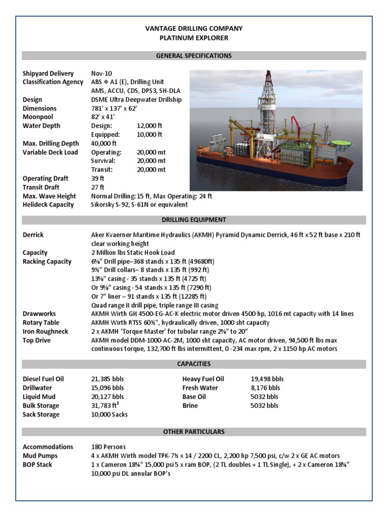 Ultra Deepwater Drillship Specs | PDF | Machines