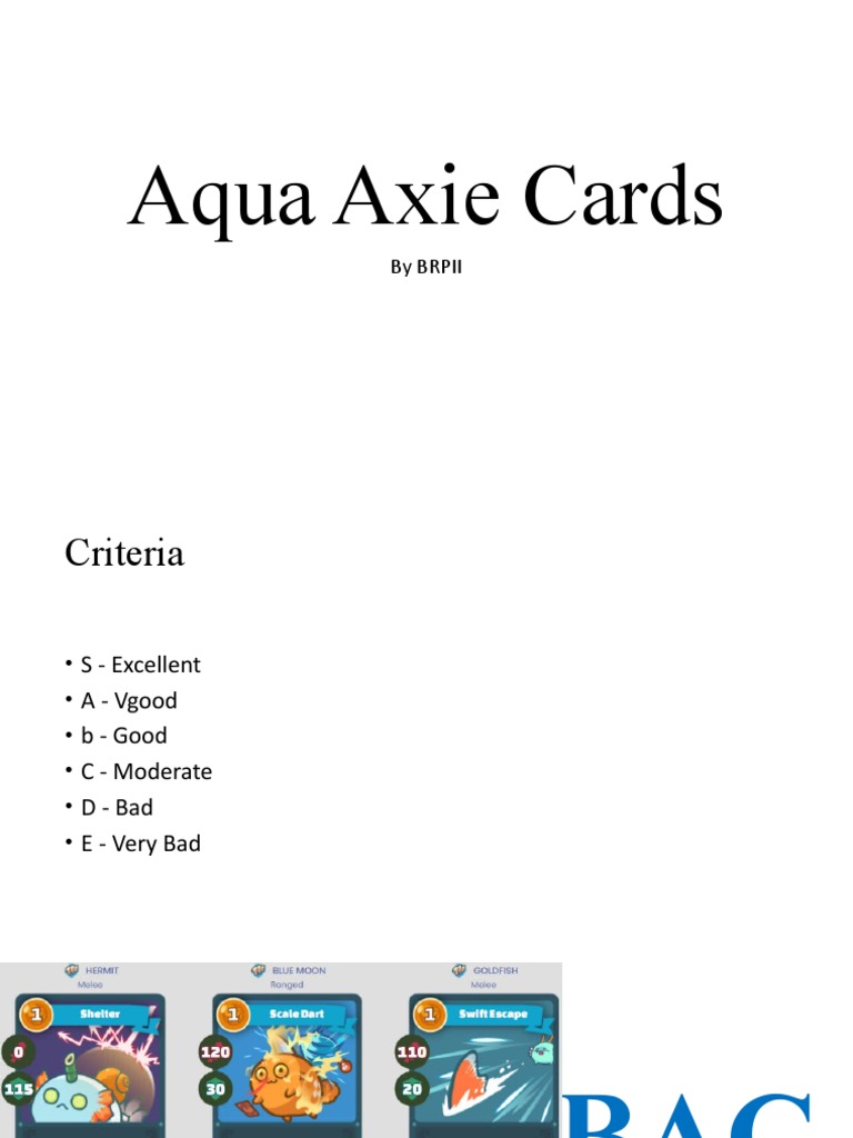 Aqua Axie Cards: by Brpii | PDF