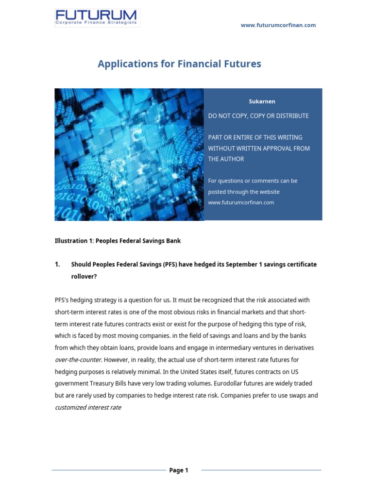 Applications For Financial Futures | PDF | Futures Contract | Arbitrage