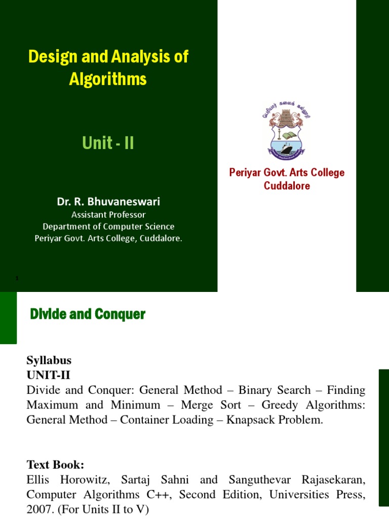 Divide and Conquer Algorithms | PDF | Mathematical Optimization ...