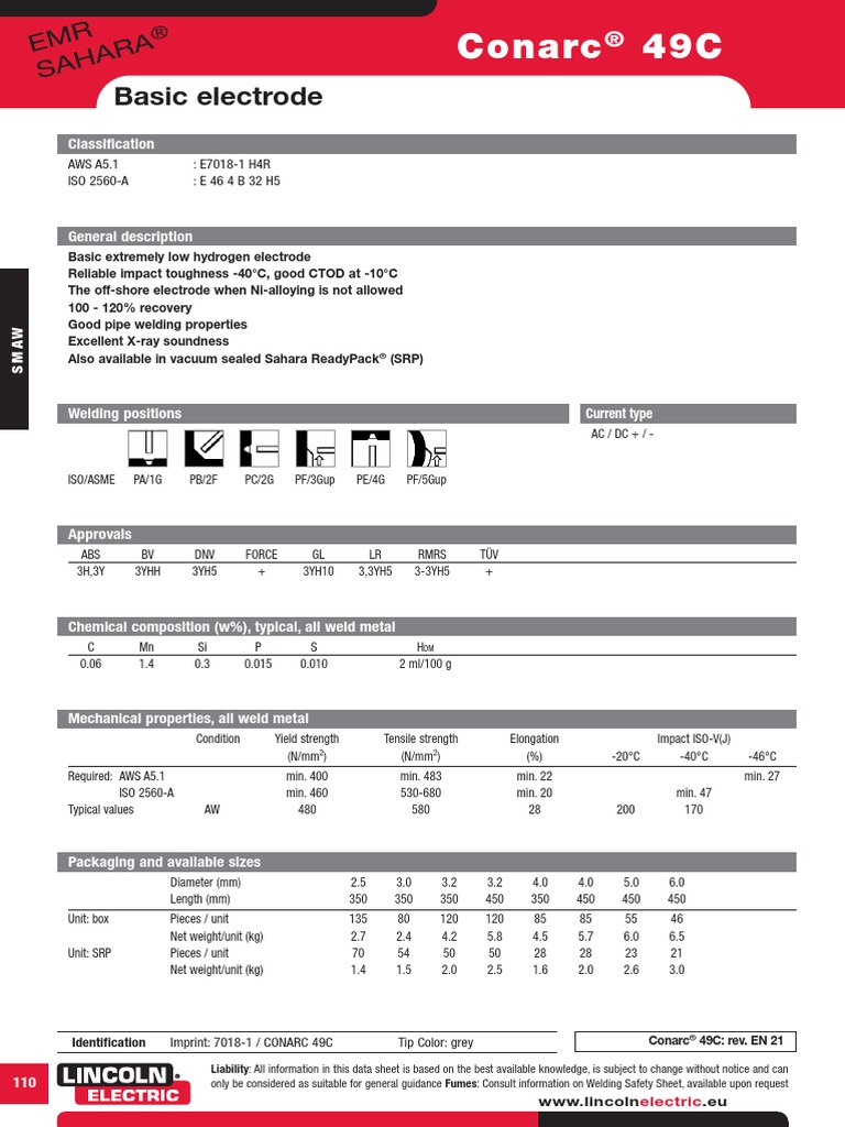Conarc 49C: Basic Electrode | Download Free PDF | Welding | Construction