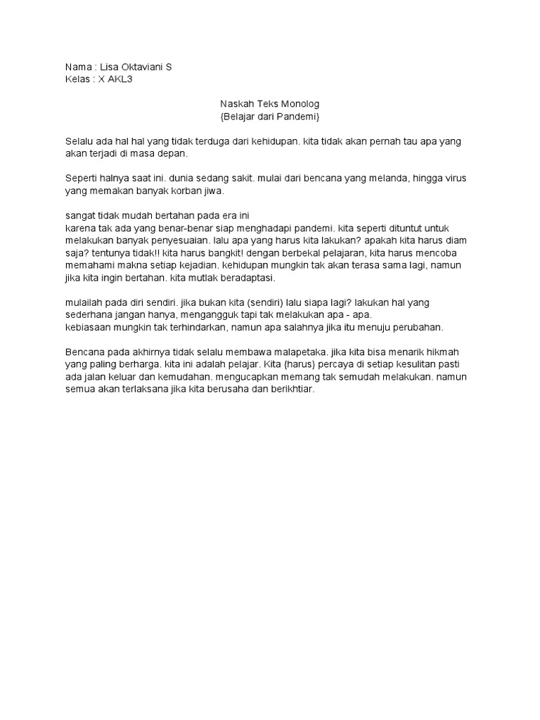 Naskah Teks Monolog | PDF
