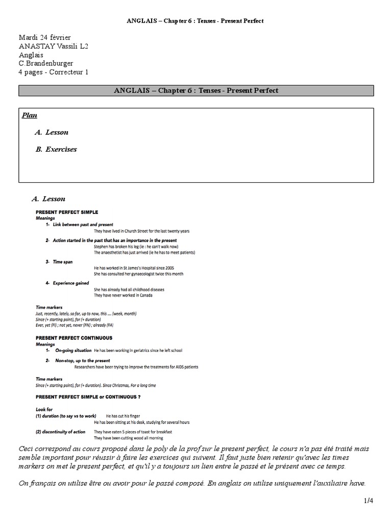 Present Perfect Tenses | PDF | Language Mechanics | Linguistics