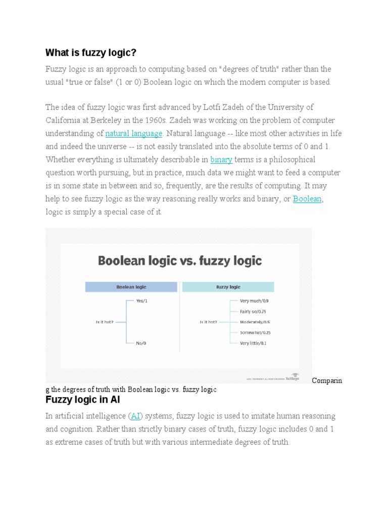What Is Fuzzy Logic?: Natural Language Binary | PDF | Fuzzy Logic ...