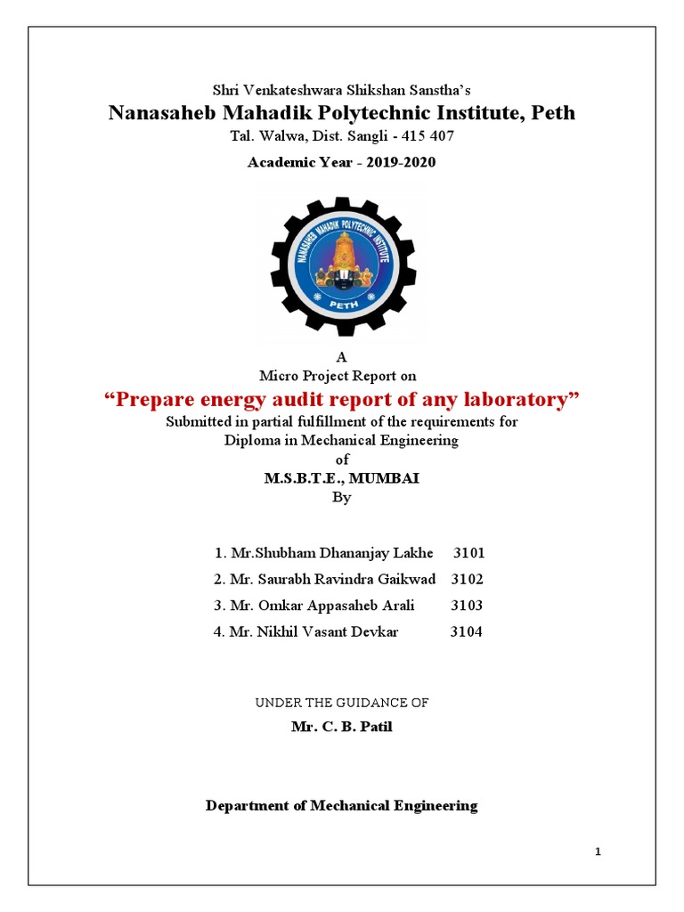 ETM Microproject Report | PDF | Audit | Energy Conservation