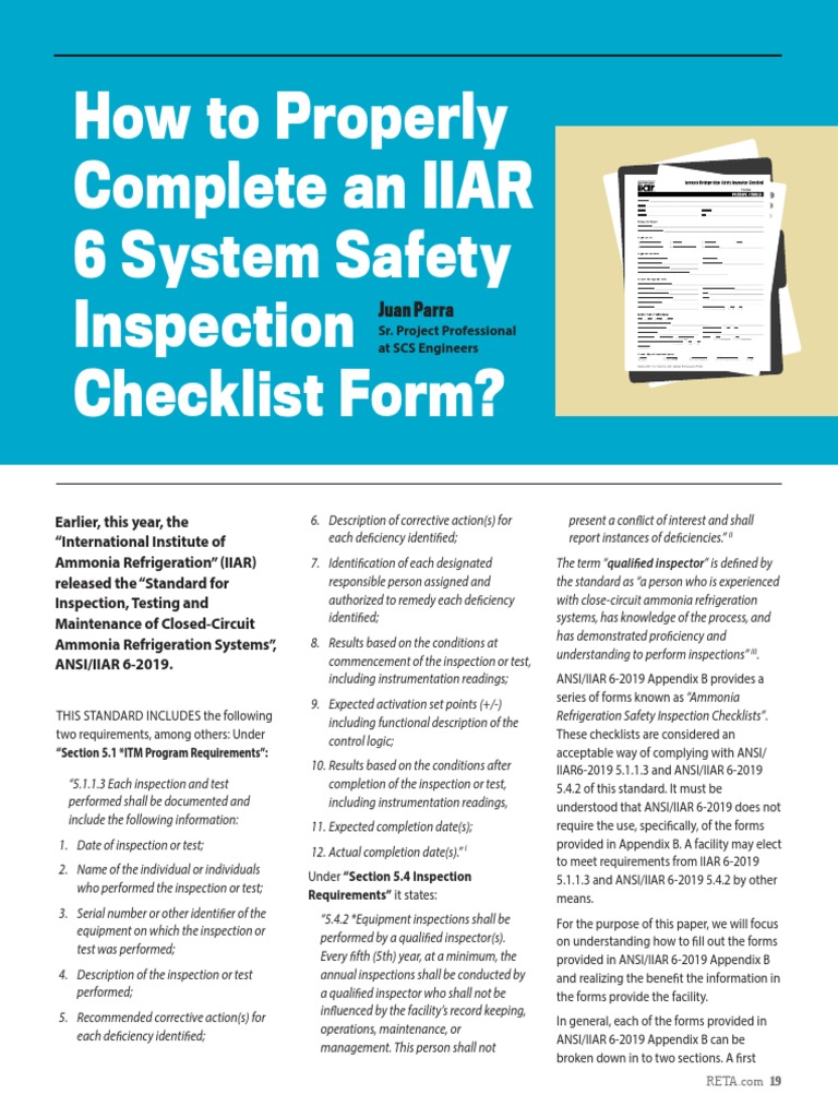 How To Properly Complete An IIAR 6 System Safety Inspection Checklist ...