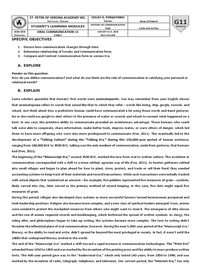 Oc11 - Module 1 | PDF | Rhetoric | Communication