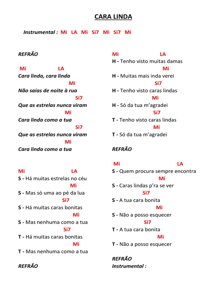 Cara Linda Cifras Pdf