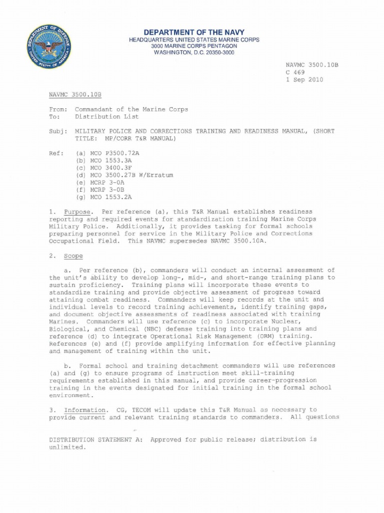 NAVMC 3500.10B (Military Police and Corrections) | PDF | United States ...